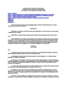 Forest Lakes DECLARATION OF RIGHTS RESTRICTIONS and AFFIRMATIVE ...